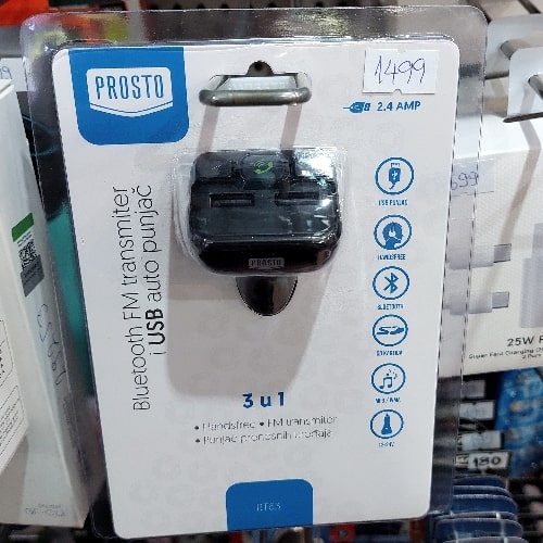 FM transmiter BT63 Bluetooth 4.2 i punjač handsfree USB SD Prosto ...